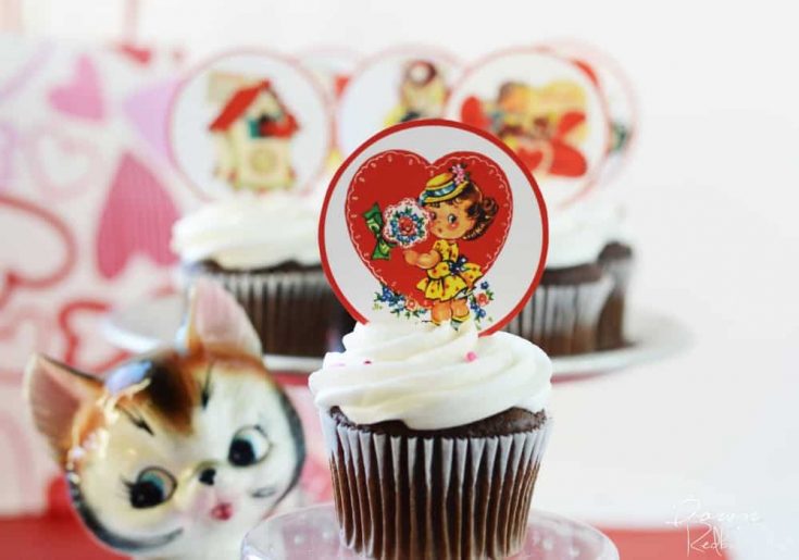 Vintage Valentine Cupcake Toppers | Free Printables