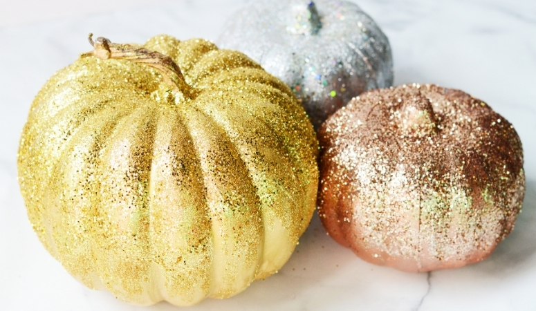 Glitter Pumpkins DIY | Add SPARKLE to your Fall Decor!