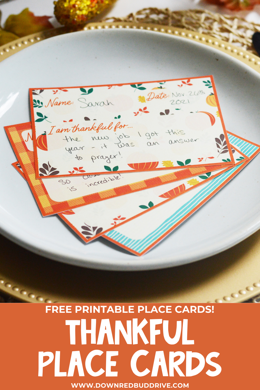Thanksgiving Thankful Place Cards | Free printable cards!