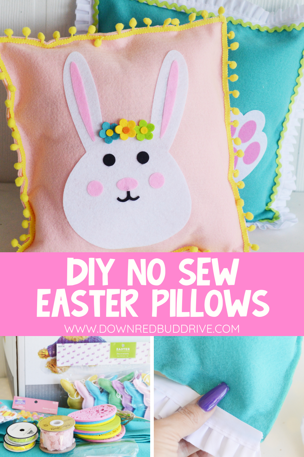 DIY No-Sew Easter Pillows | Easy Easter throw pillow tutorial!