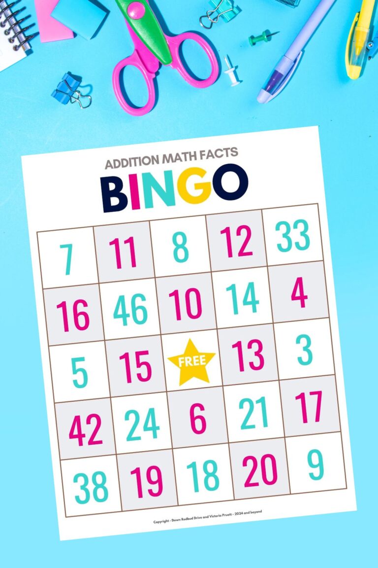 FREE Math Bingo Game (Addition Facts)