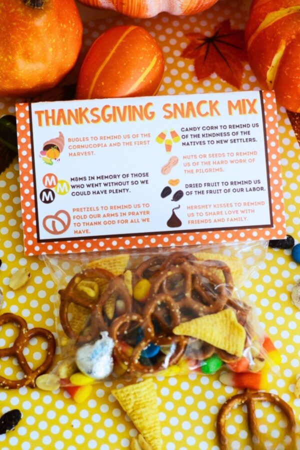 Thanksgiving Snack Mix (Free Printable Tags!)