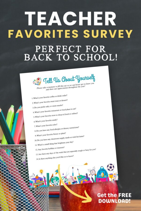 Free Teacher Favorites Questionnaire (Perfect for Back to School!)