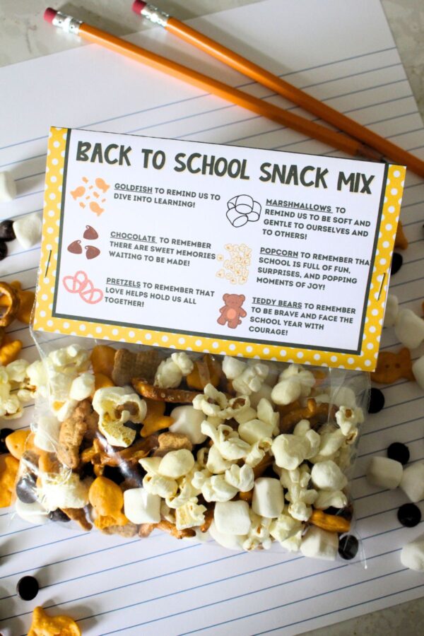 Back-to-School Snack Mix (free printable tag!)
