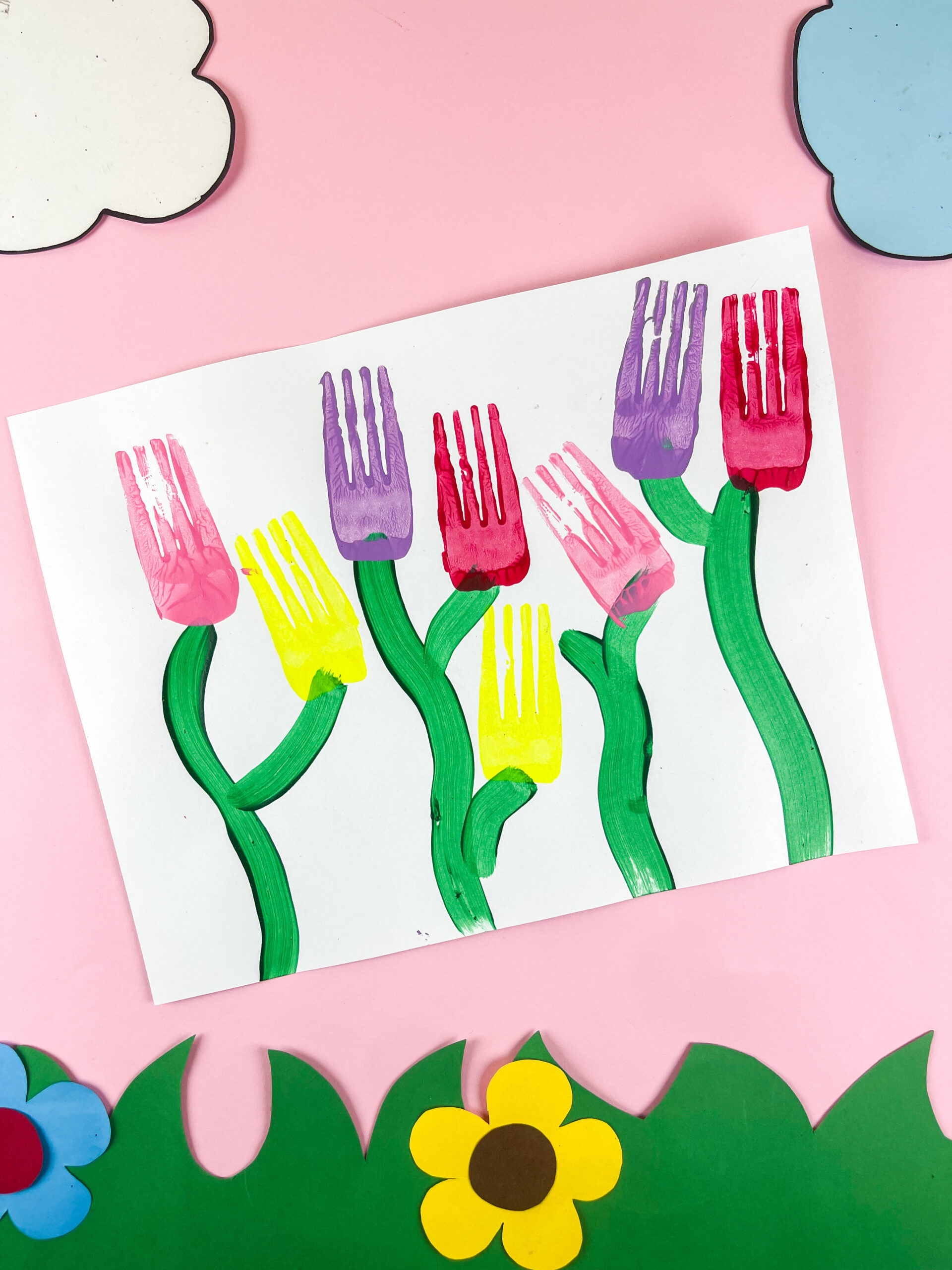 Simple Fork Painting Flower Craft for Kids - Down Redbud Drive