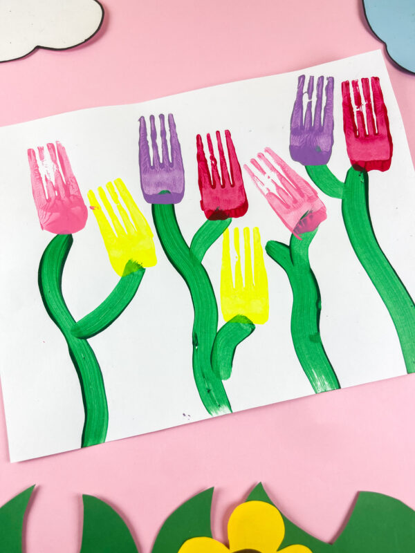 Simple Fork Painting Flower Craft for Kids - Down Redbud Drive