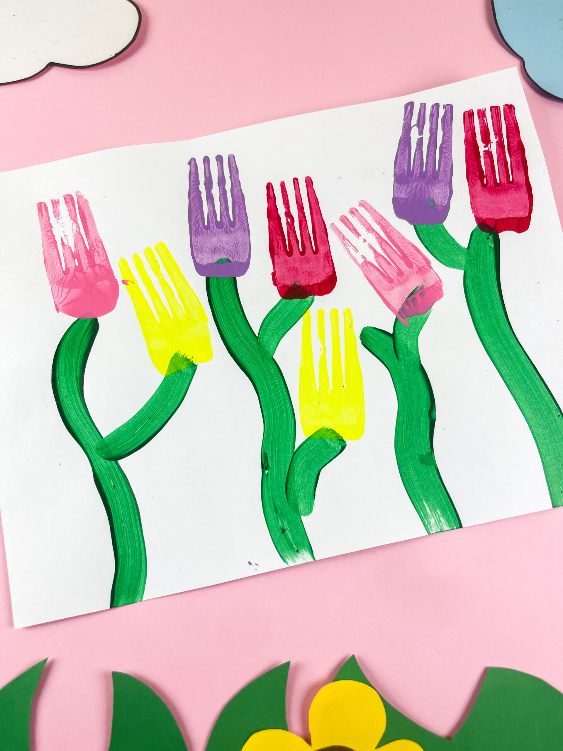 Simple Fork Painting Flower Craft for Kids - Down Redbud Drive